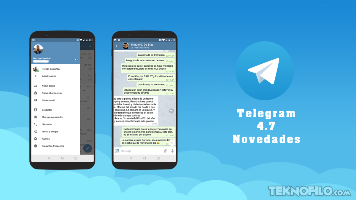 Telegram para Android se actualiza con soporte multicuentas y "deslizar ...